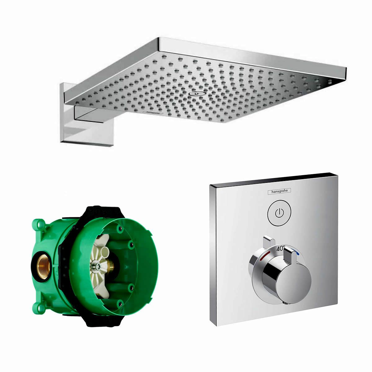 Hansgrohe Square ShowerSelect Concealed Valve with Raindance 300 Overh ...