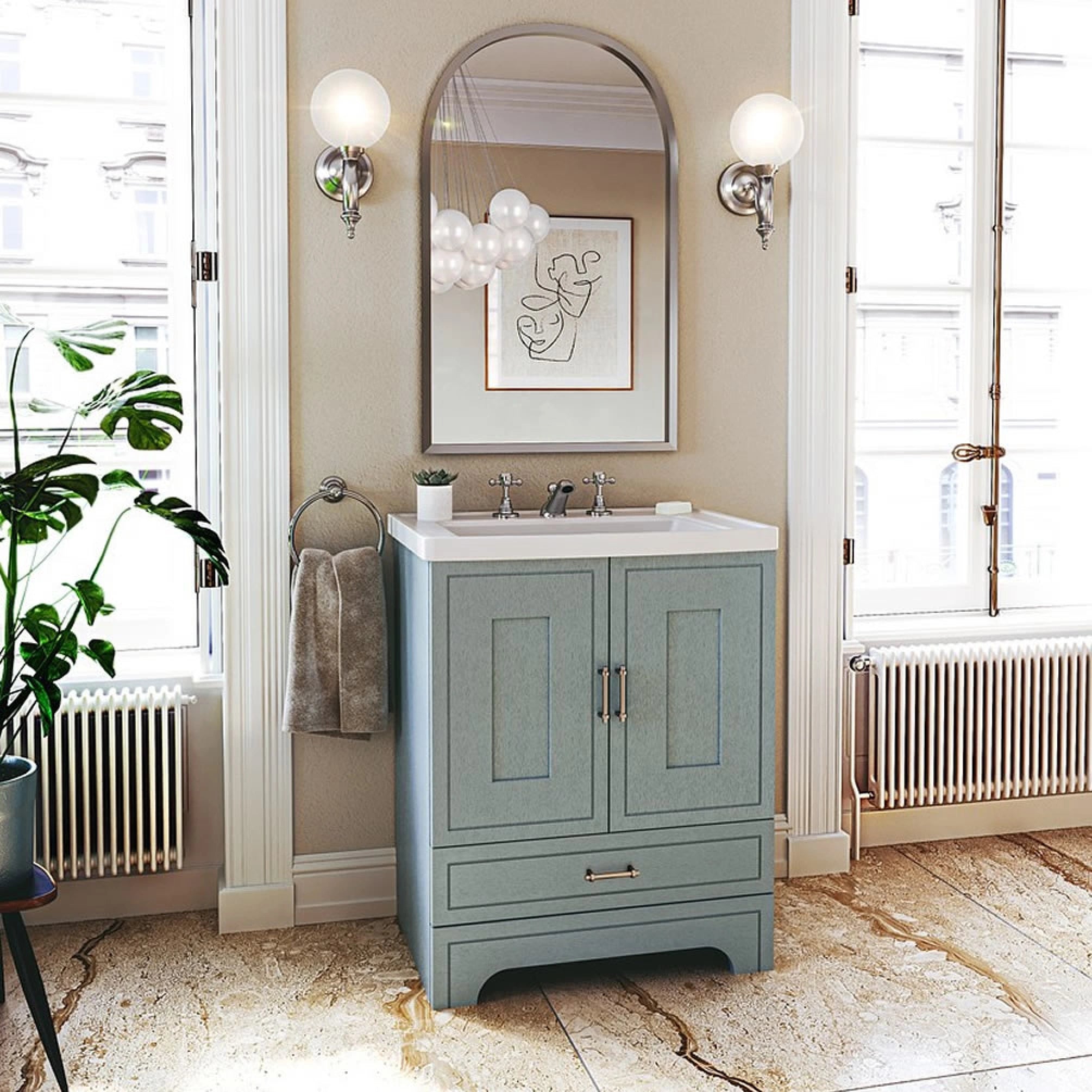 Imperial Fradley Sea Mist 685mm Freestanding 2 Door & 1 Drawer Vanity ...