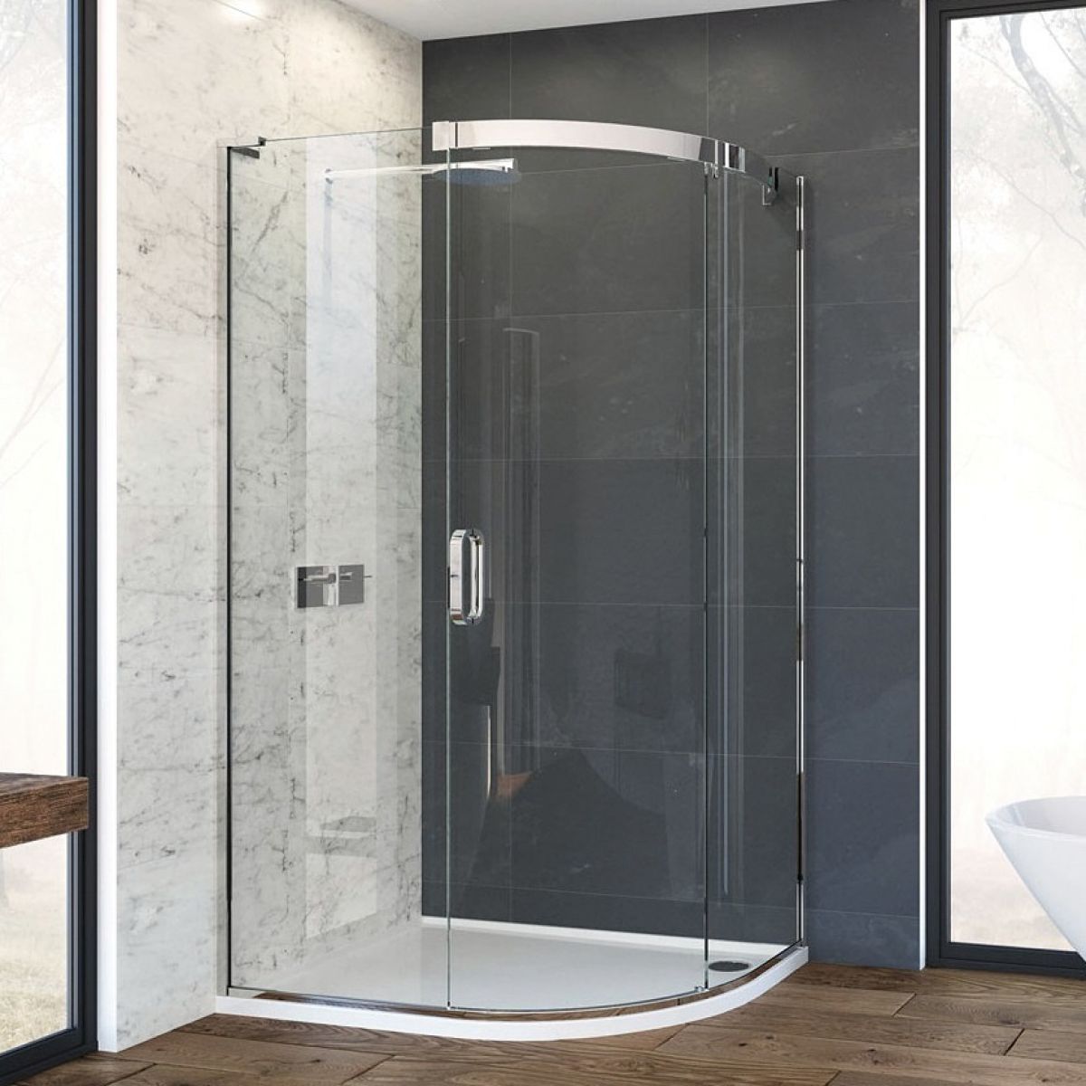 Matki Eauzone Curved Corner Shower Enclosure (ECS) – Bathrooms Direct ...