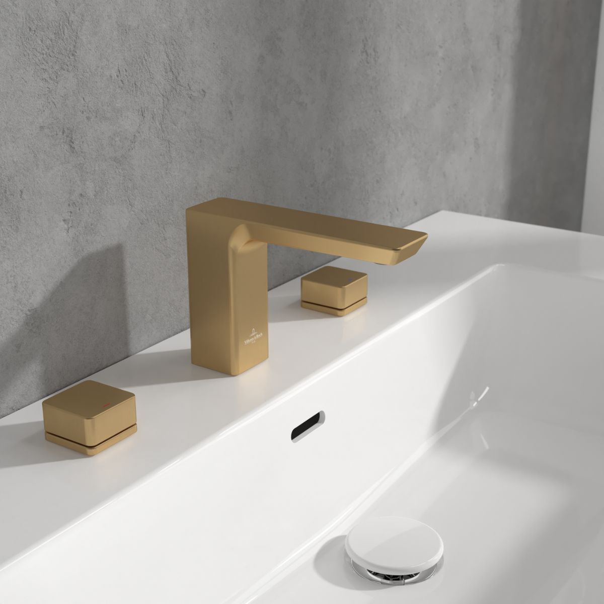 Villeroy & Boch Subway 3.0 Three Hole Deck Mounted Basin Mixer In Brus ...