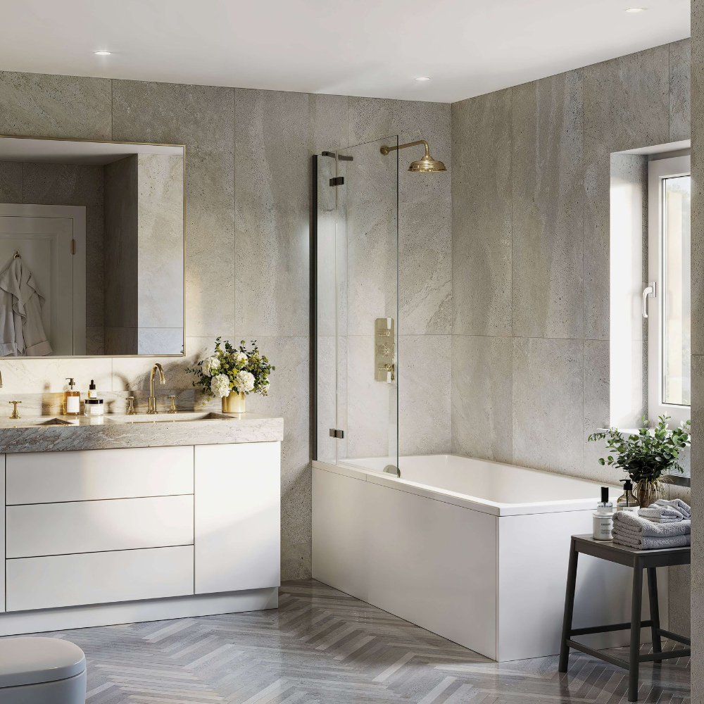 Matki Eleganza Outward Opening Two Panel Bath Screen – Bathrooms Direct ...