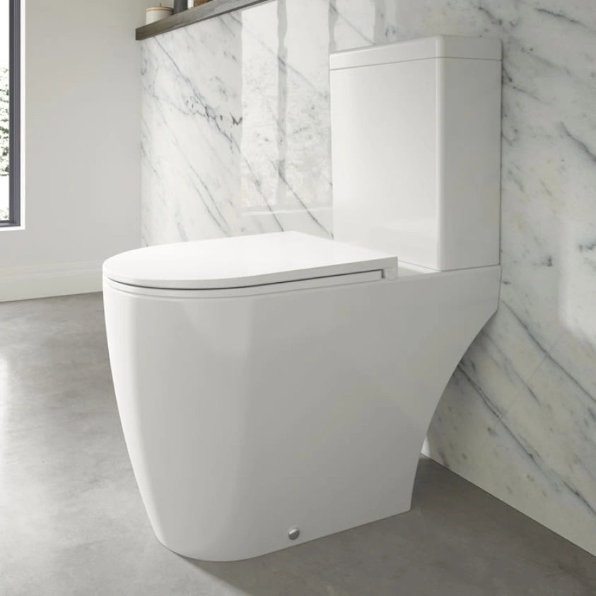 The White Space Lab Rimless Close Coupled Open Back Toilet & Soft Clos ...